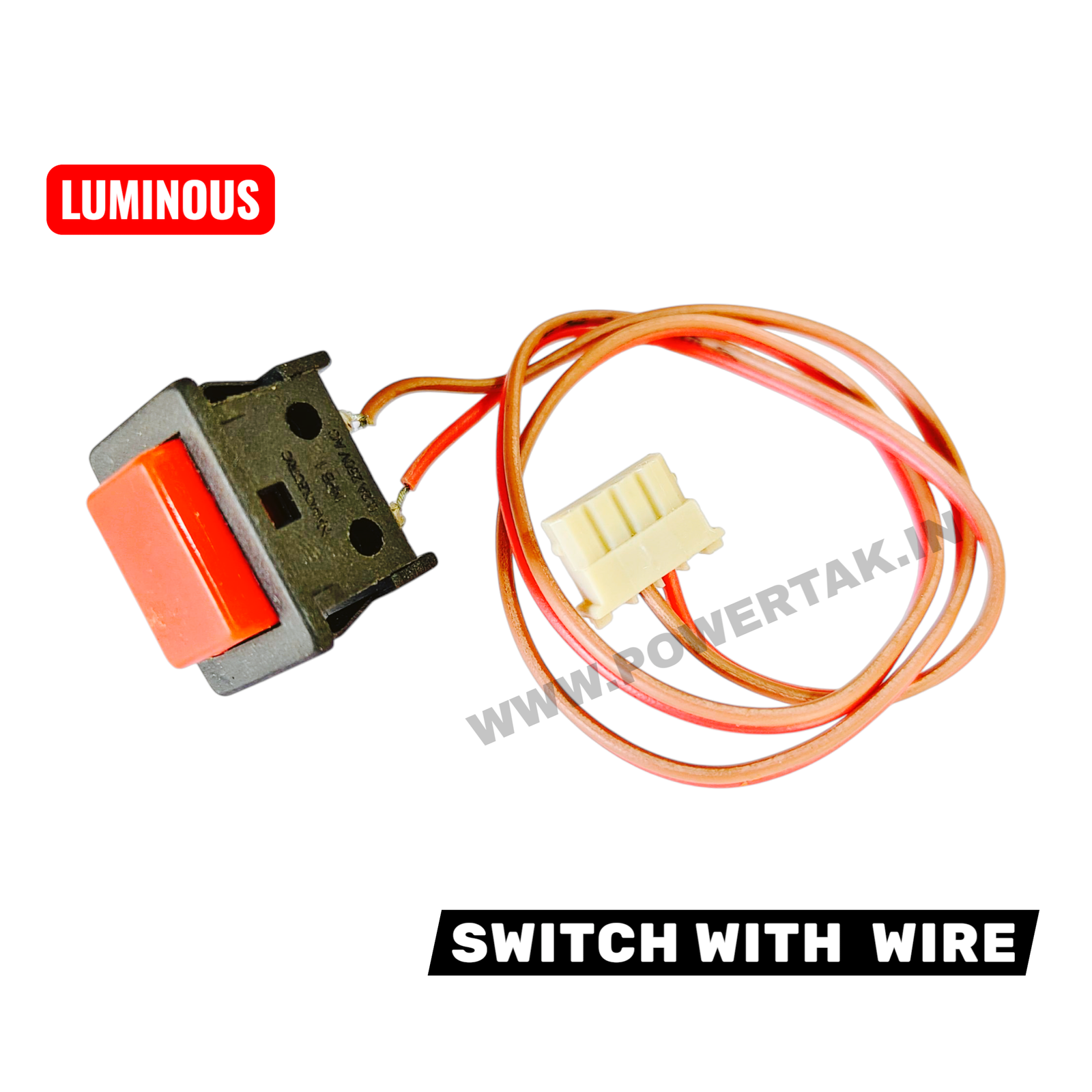 LUMINOUS PUSH SWITCH WITH 2 PIN CAPACITOR WIRE PACK OF 10PCS - Power Tak